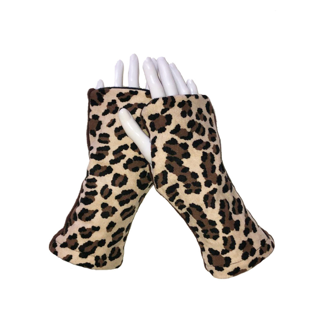 Fingerless Gloves Leopard Sparkle | TURTLE GLOVES REVERSIBLE