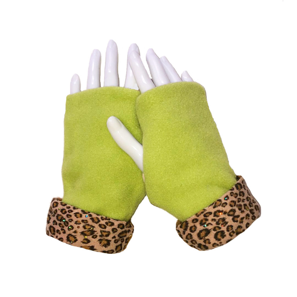Fingerless Gloves Leopard Sparkle | TURTLE GLOVES REVERSIBLE